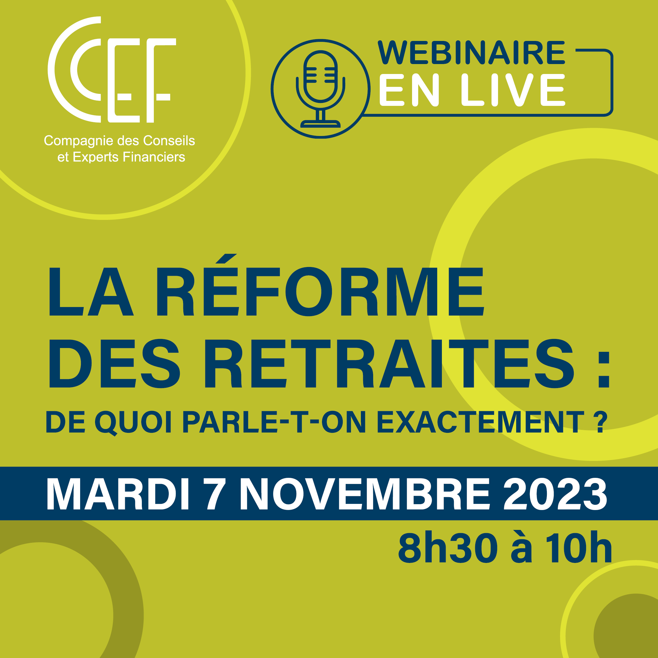 Webinaire - La réforme des retraites - Mardi 7 novembre 2023 - CCEF