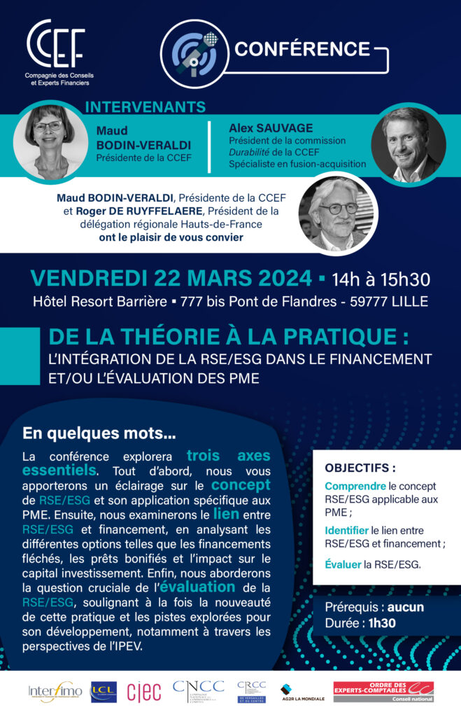 Conférence Intégration de la RSE/ESG - Vendredi 22 mars 2024 - CCEF